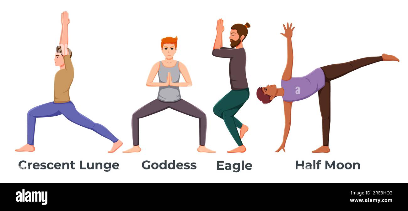 Illustration of men practicing yoga pose exercises Stock Vector Image ...