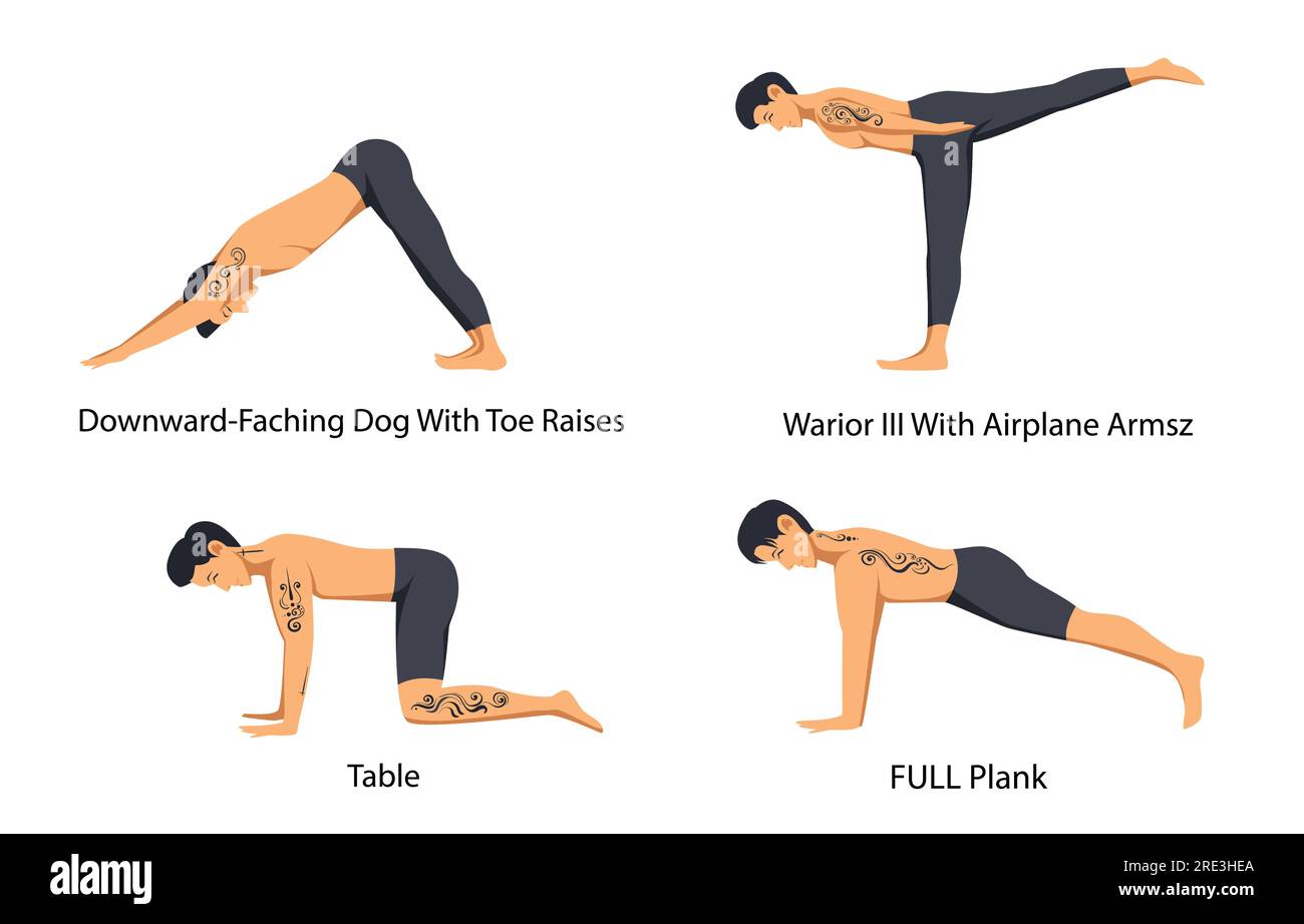 Illustration of men and women doing yoga pose exercises Stock Vector ...