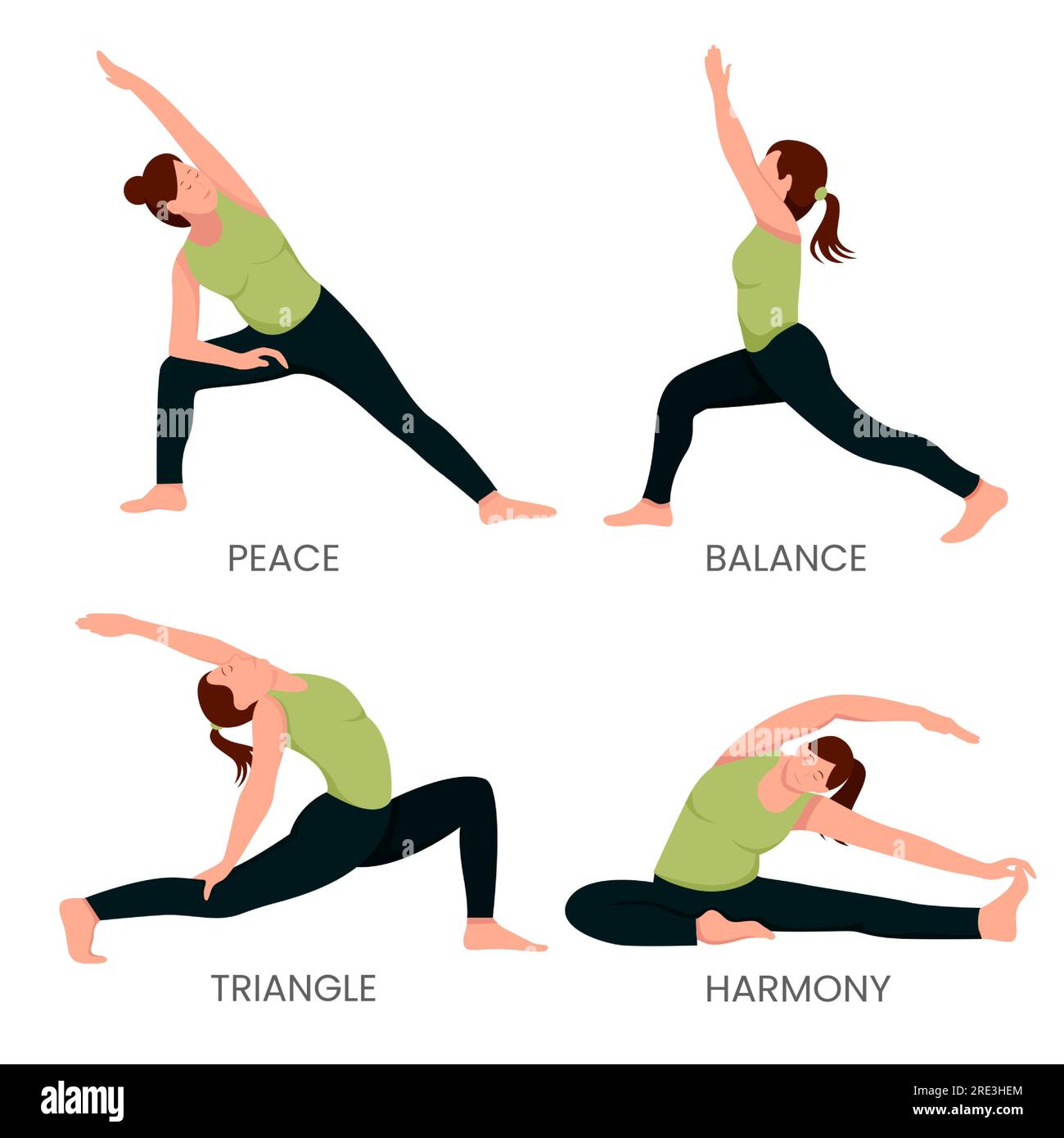 Illustration of women doing yoga pose exercises Stock Vector Image ...