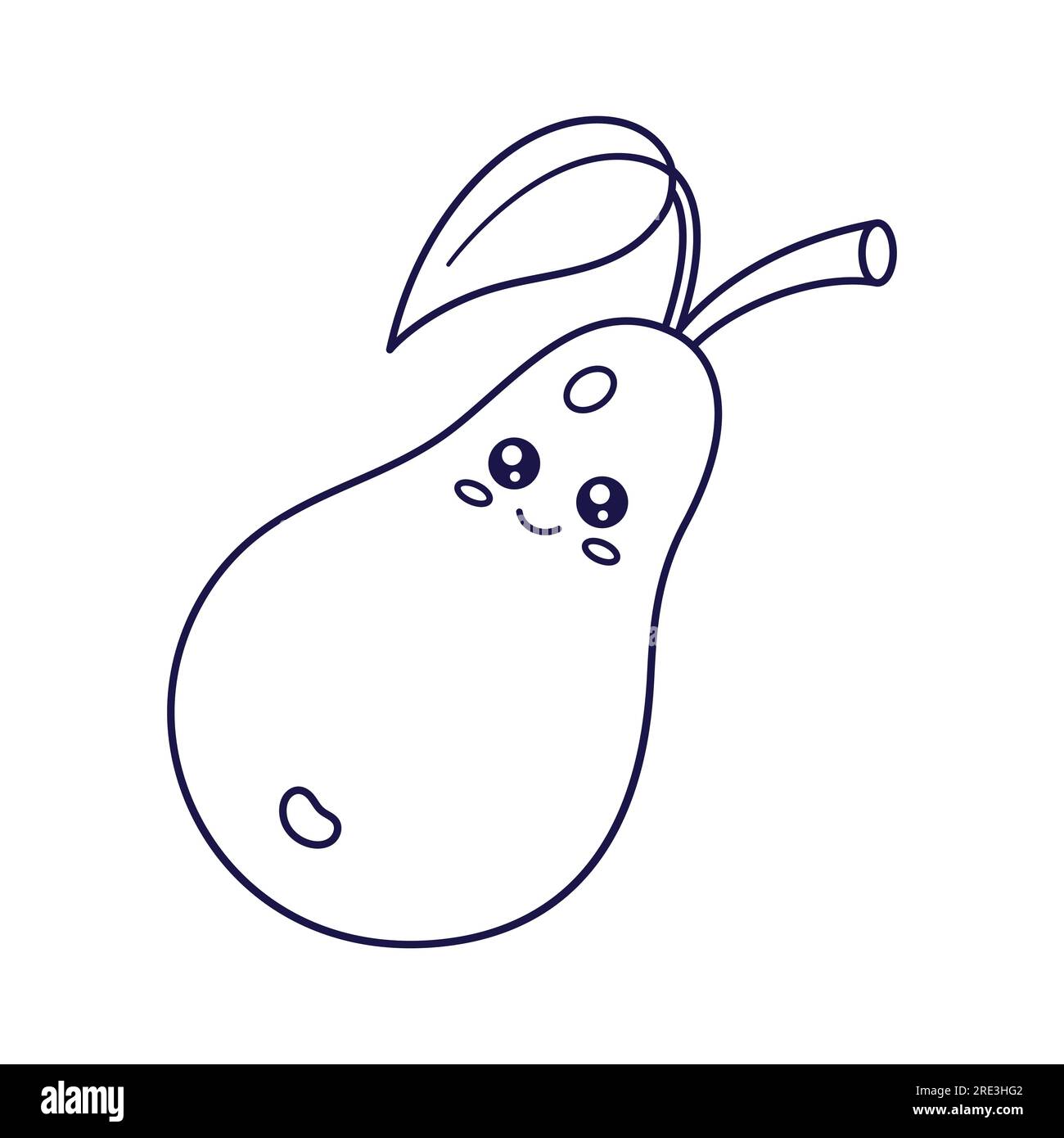 Cute Kawaii Pear character. Vector hand drawn line art kids ...