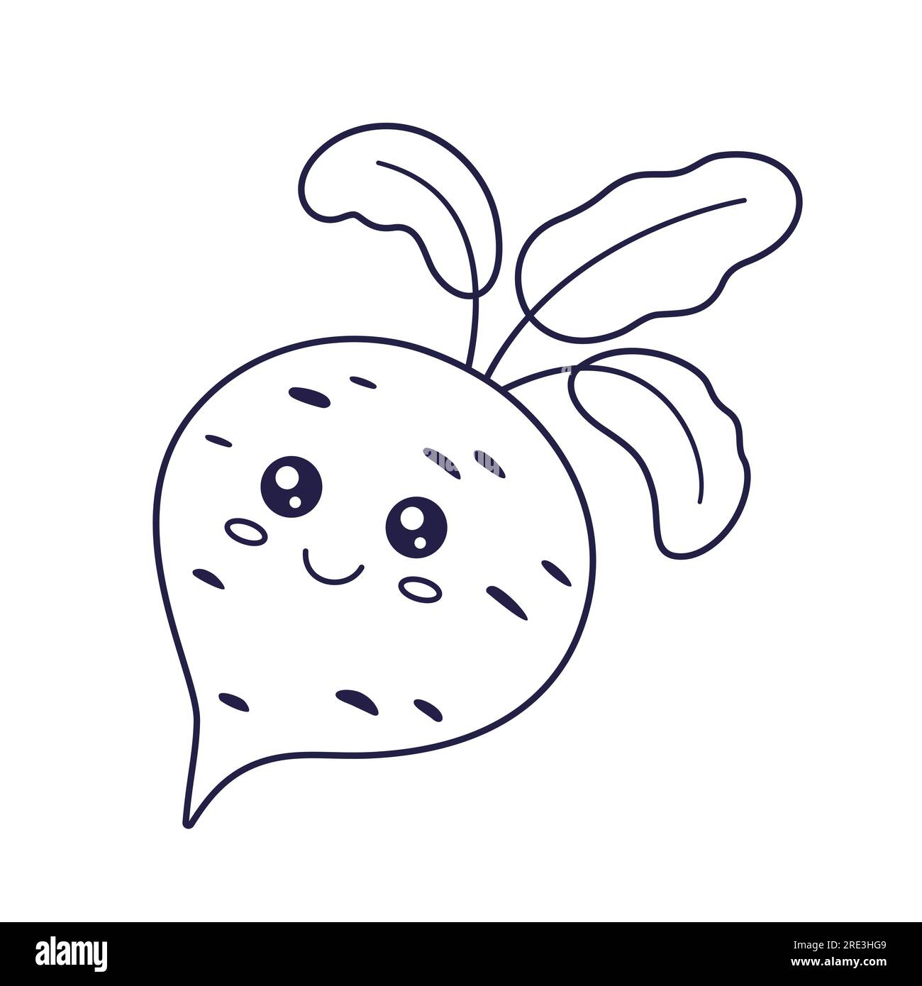 Cute Kawaii beet root cartoon kids illustration. Food vegetable outline ...