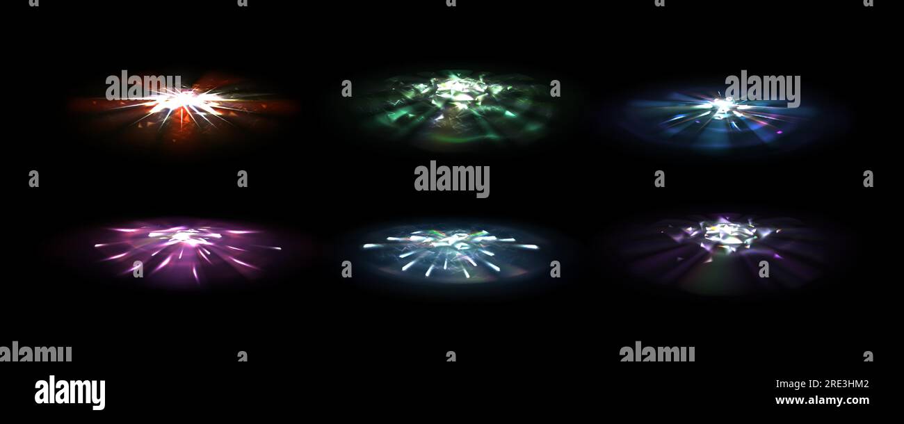 Realistic set of light reflection effects on diamond surface. Vector ...