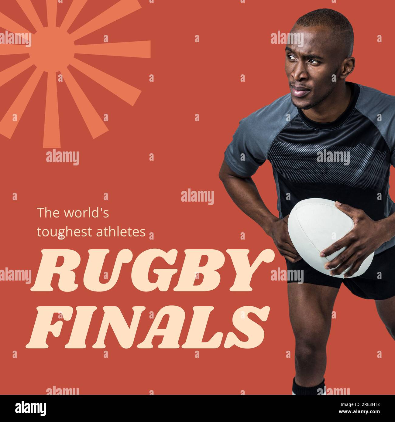Rugby finals text in cream on brown with african american male rugby ...