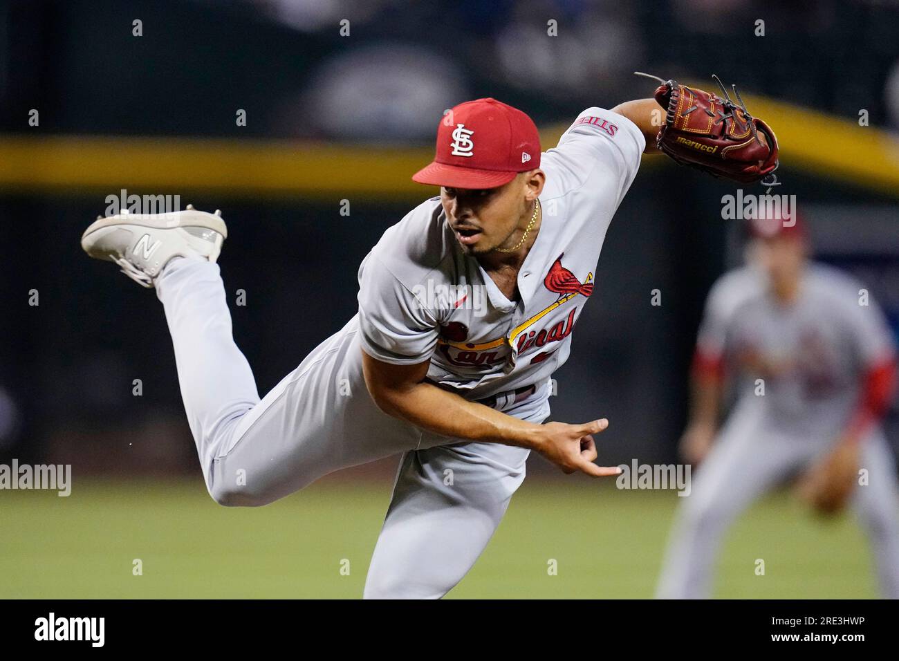 St. Louis Cardinals relief pitcher Jordan Hicks throws against the Arizona Diamondbacks during ...