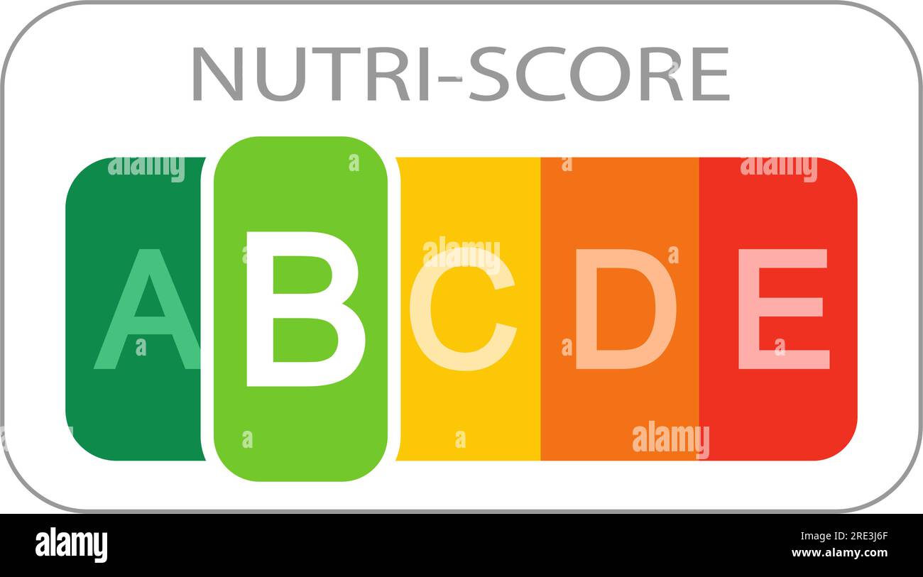 Nutri Score label with detached B classification letter on white ...