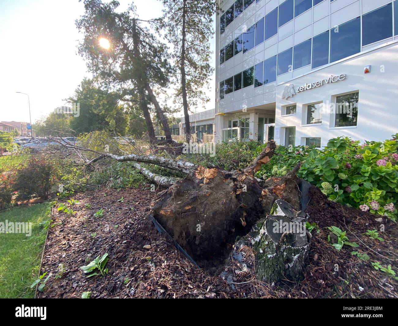 Milan, Italy - July 25, 2023: Street view of Milano, fallen trees and ...