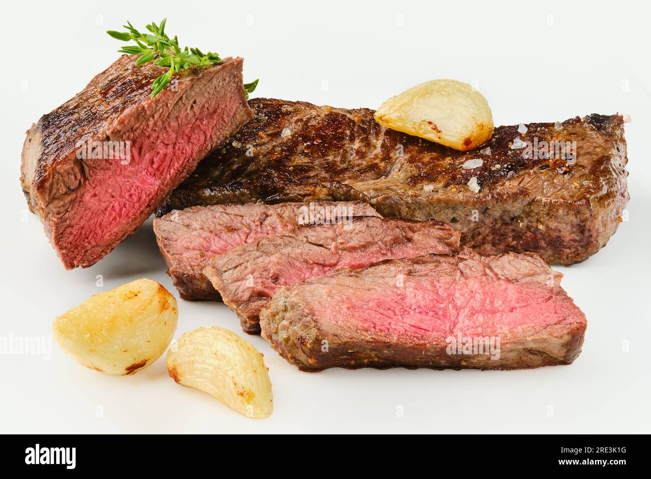 Beef steak medium rare isolated on white background Stock Photo - Alamy