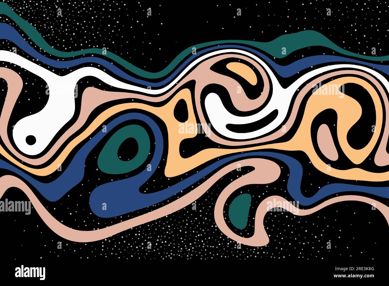 Abstract fluid creative templates with dynamic linear waves on black ...