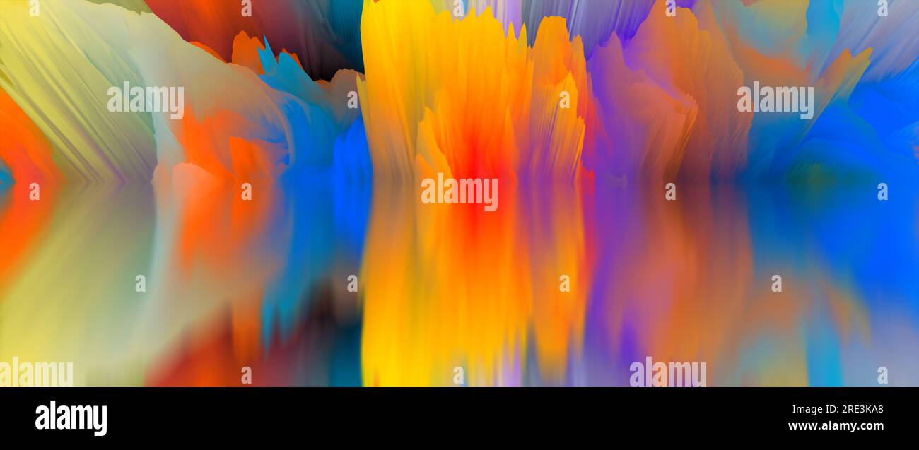 Magical world. Abstract Landscape, surreal lake and reflections. art ...