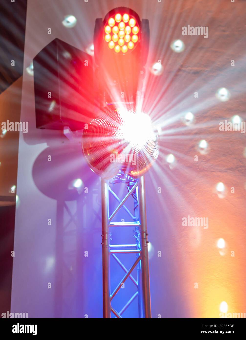 Mirror Ball Disco Lights Club Dance Party Glitter Background Stock ...