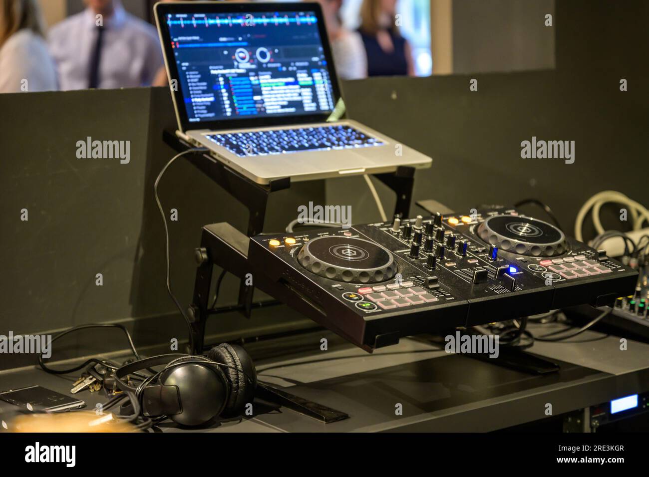 Professional DJ Equipment sound and audio mixer control panel with ...