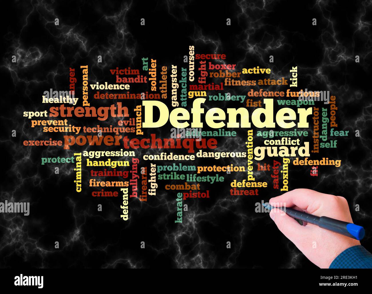 Word Cloud with DEFENDER concept create with text only Stock Photo - Alamy