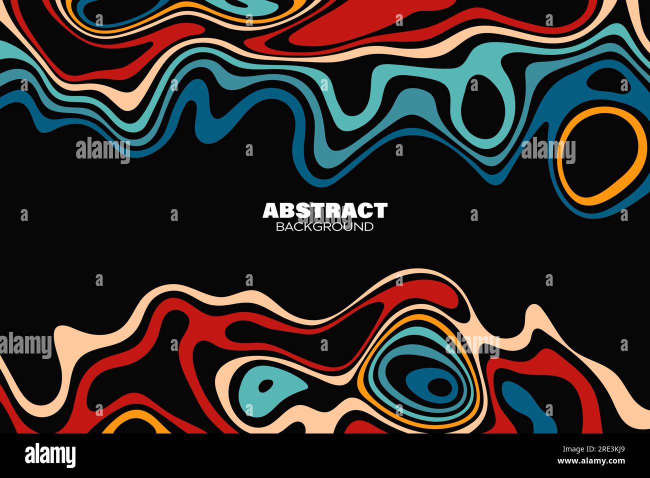Abstract fluid creative templates with dynamic linear waves on black ...