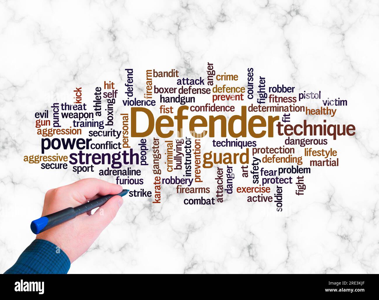 Word Cloud with DEFENDER concept create with text only Stock Photo - Alamy