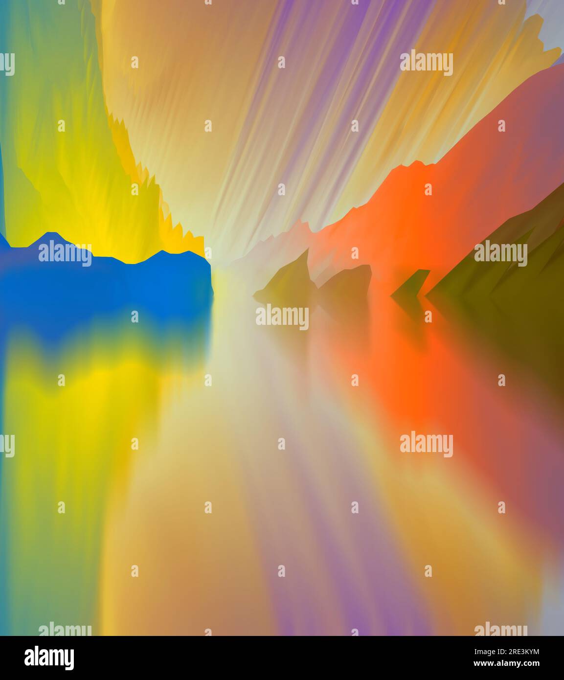 Magical world. Abstract Landscape, surreal lake and reflections. art ...