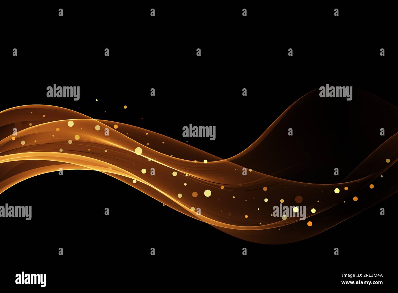 Abstract golden flow transparent smoky wave background with lighting ...