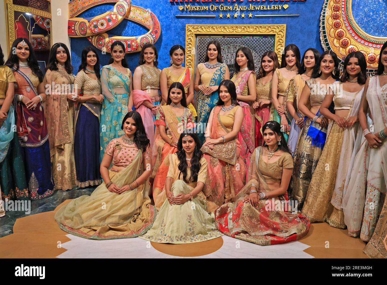 Jaipur, India. 24th July, 2023. Models pose for photographs during the ...