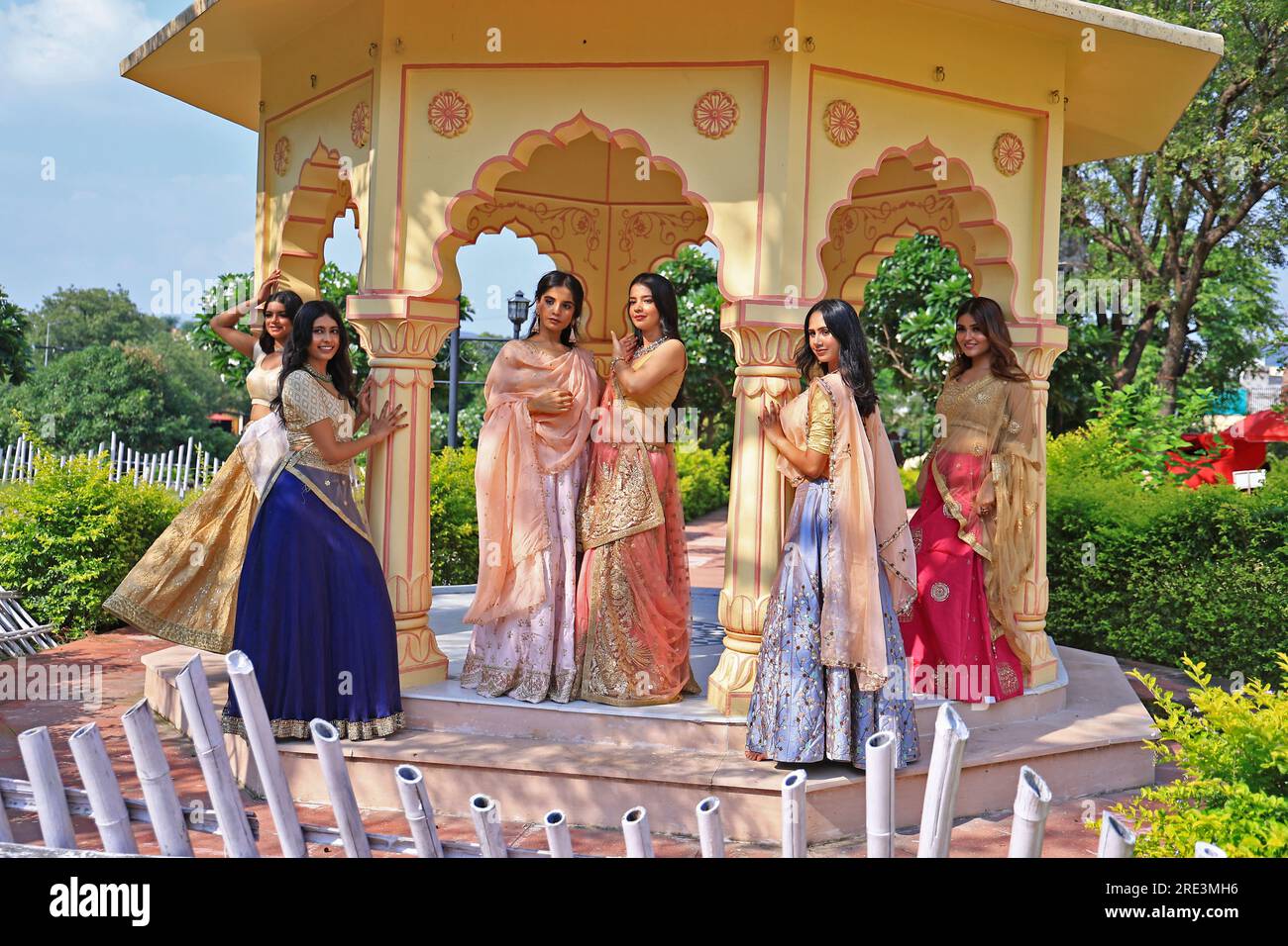 Jaipur, India. 24th July, 2023. Models pose for photographs during the ...