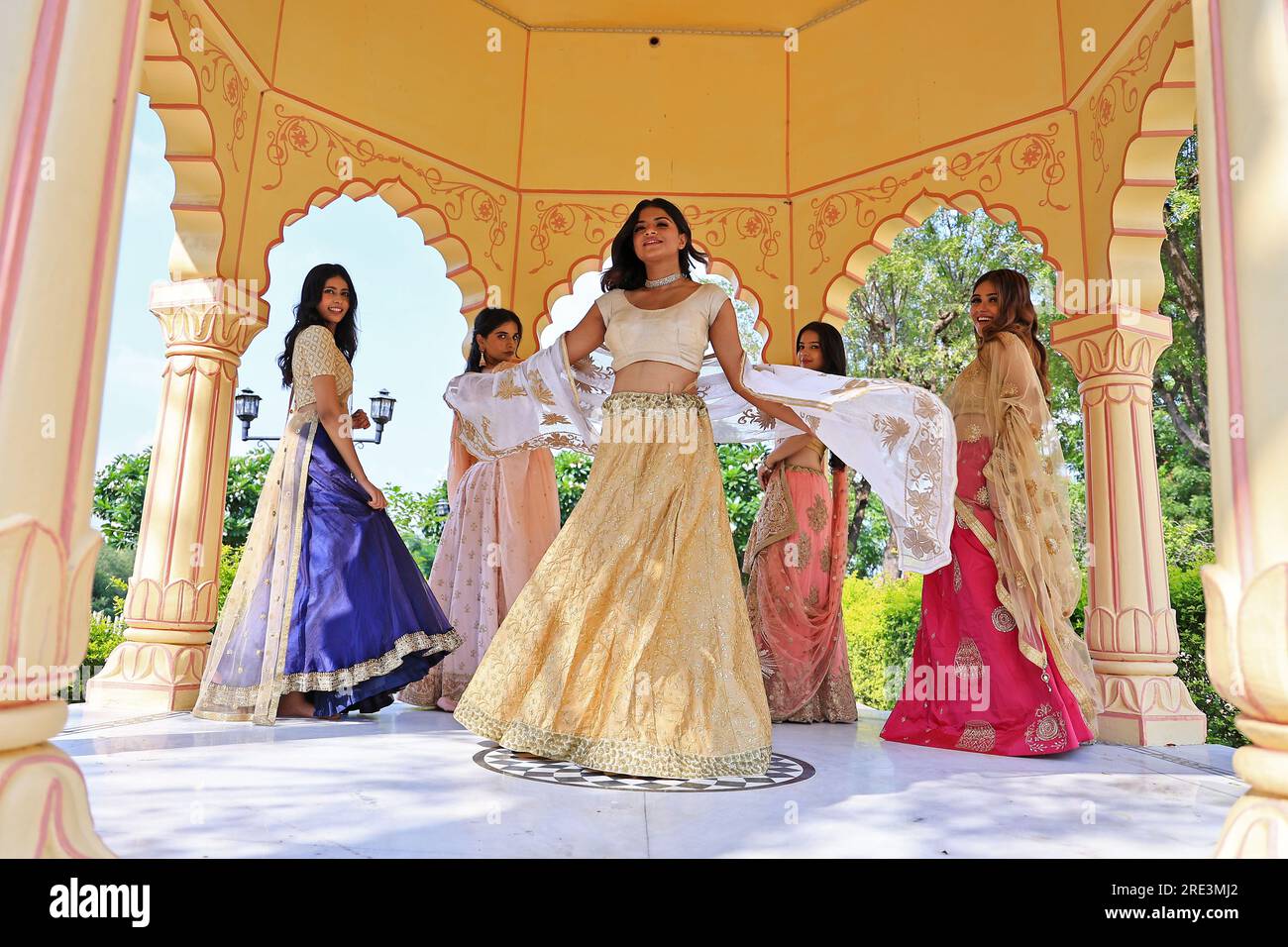 Jaipur, India. 24th July, 2023. Models pose for photographs during the ...