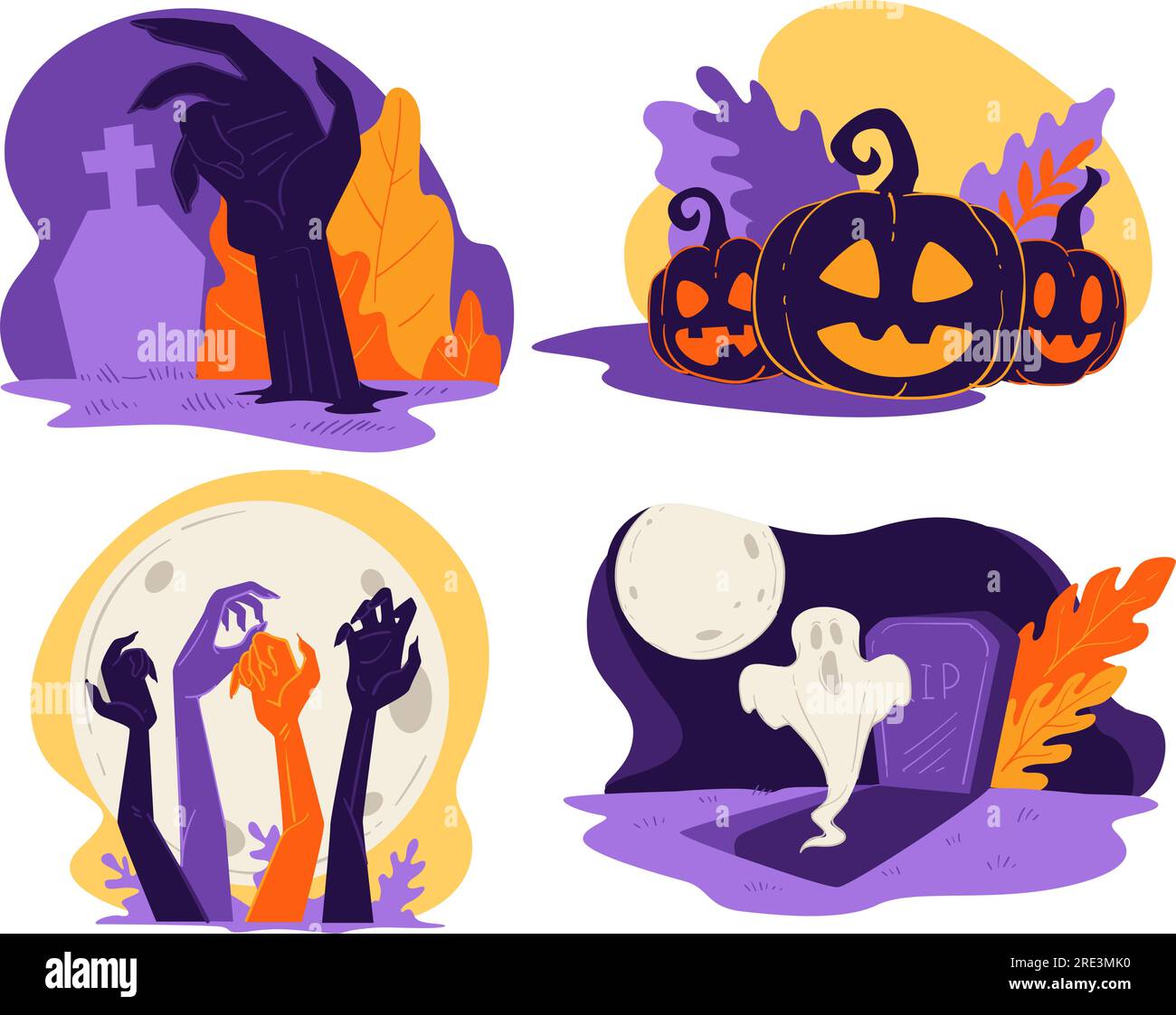 Autumn holiday celebration, halloween in fall season. Graveyard with ...