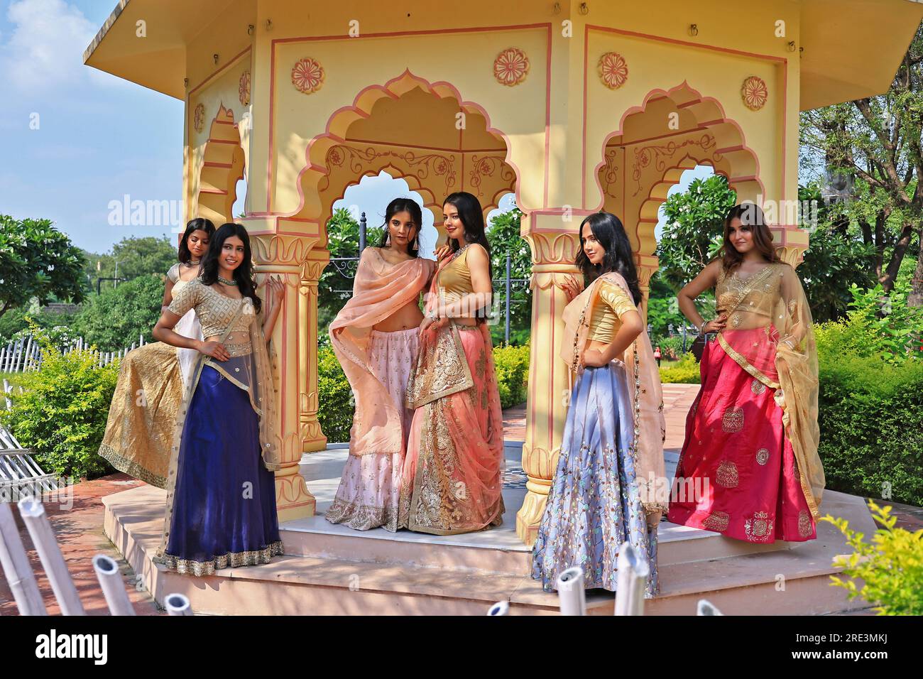 Jaipur, India. 24th July, 2023. Models pose for photographs during the ...