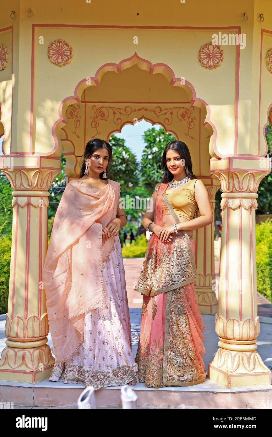 Jaipur, India. 24th July, 2023. Models pose for photographs during the ...