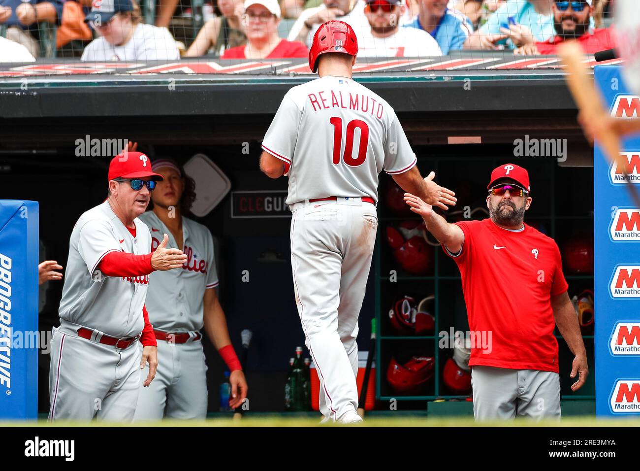 Philadelphia Phillies catcher J.T. Realmuto (10) scores in the sixth ...