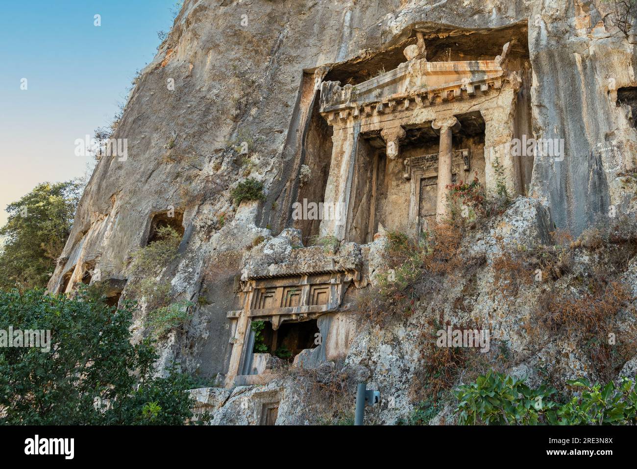 Amyntas Rock Tombs at ancient Telmessos, in Fethiye Turkey Stock Photo ...