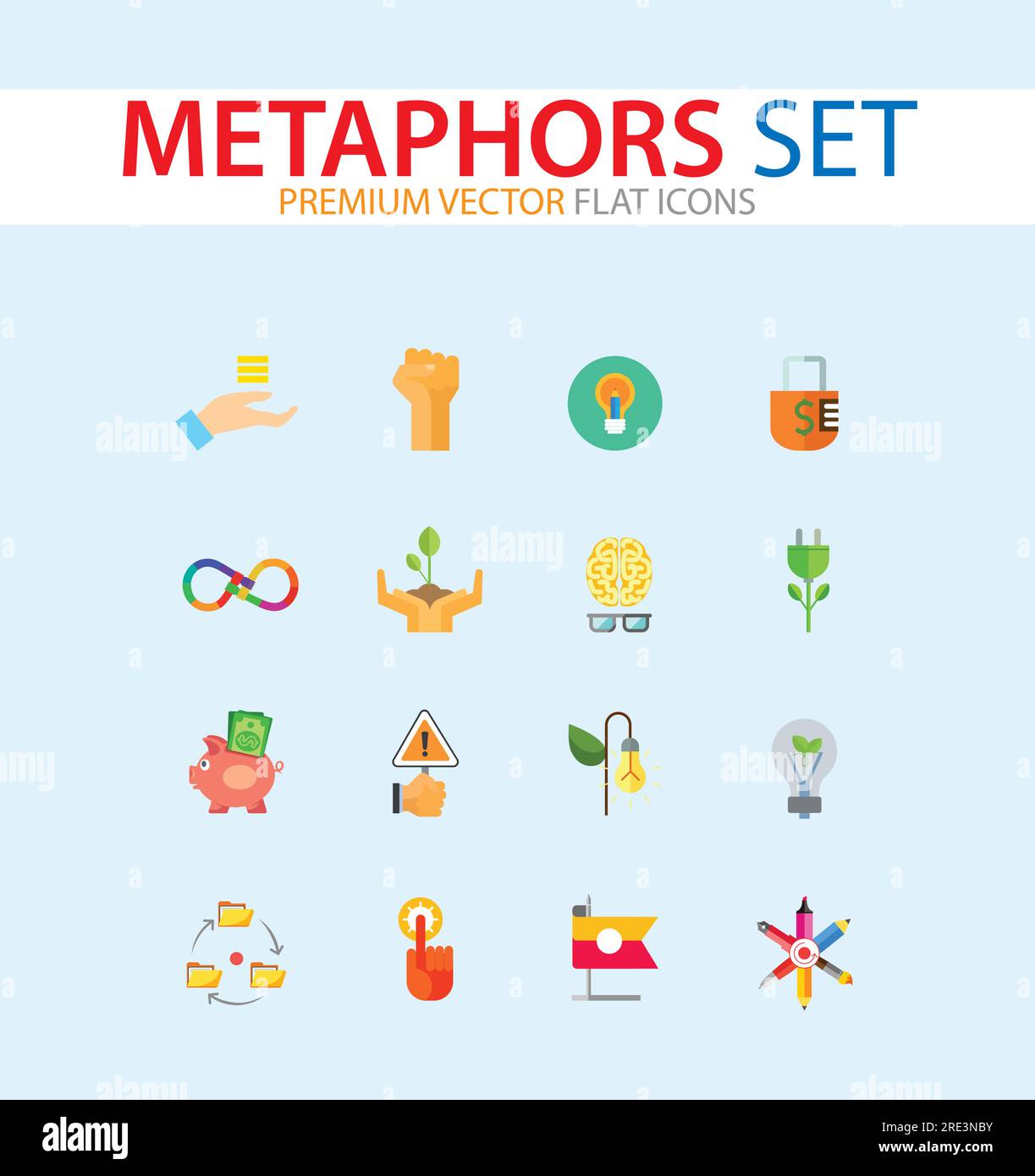 Metaphors flat icons set Stock Vector Image & Art - Alamy