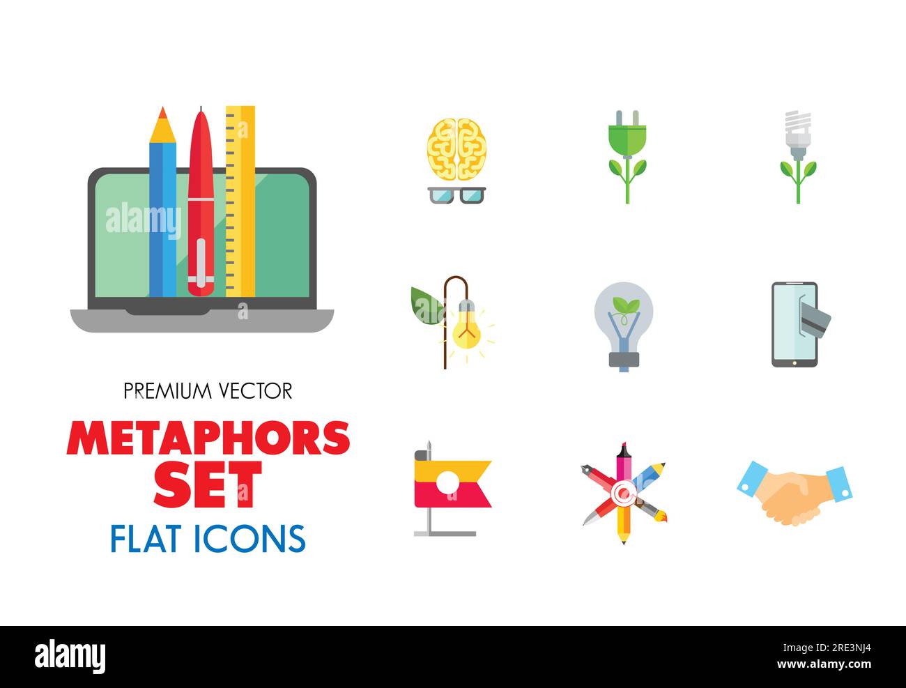 Metaphors flat icons set Stock Vector Image & Art - Alamy