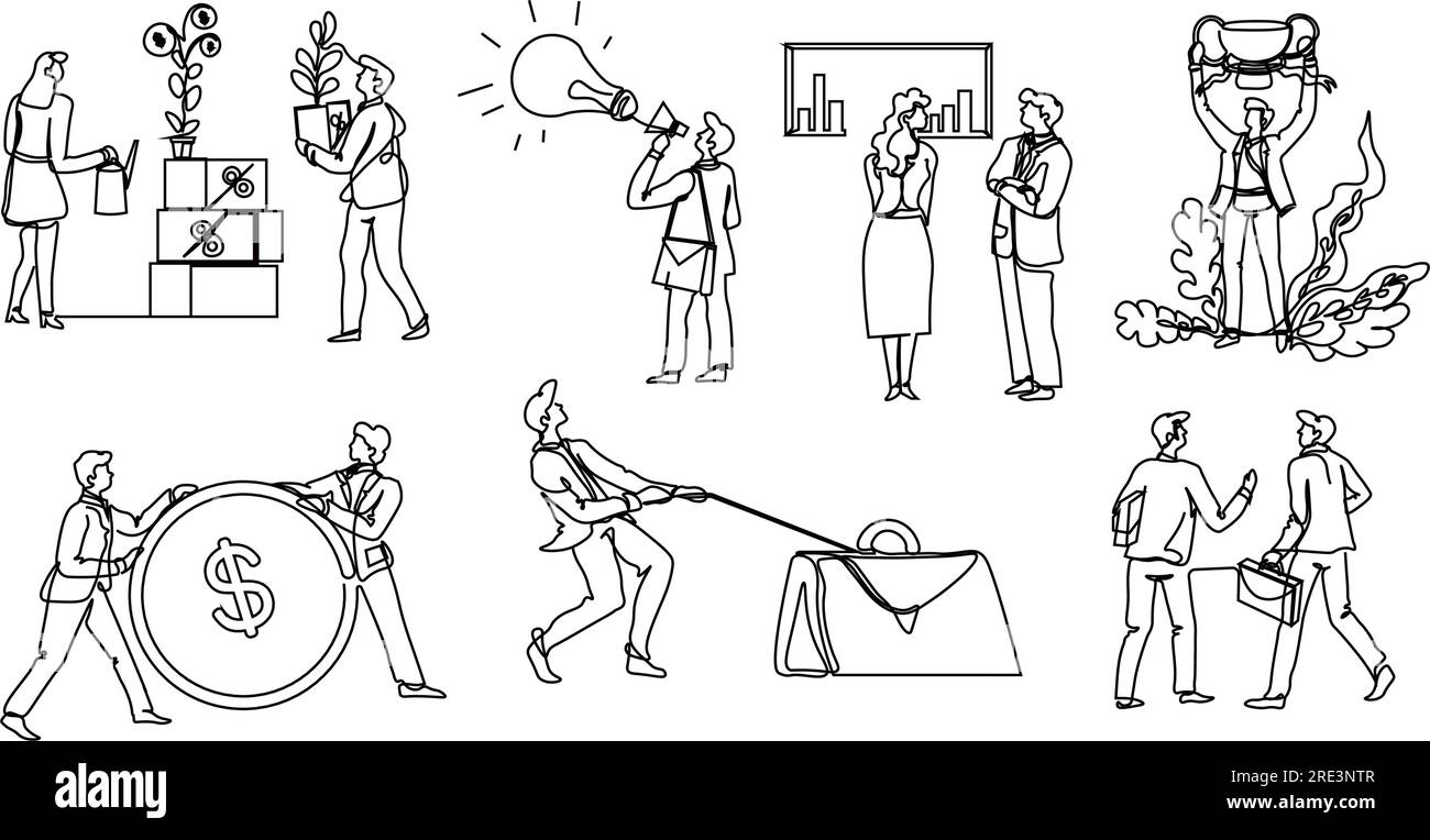 Earning money and making business, people working in teams on ...