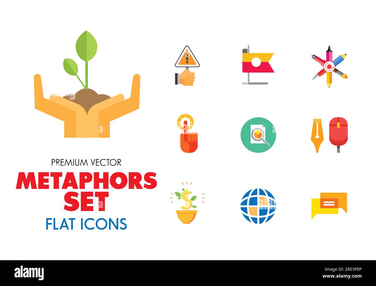 Metaphors flat icons set Stock Vector Image & Art - Alamy