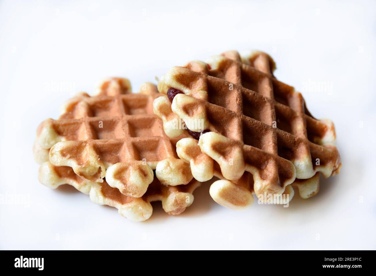 Viennese waffles on a mat. Sweet cookies for breakfast. Healthy eating ...