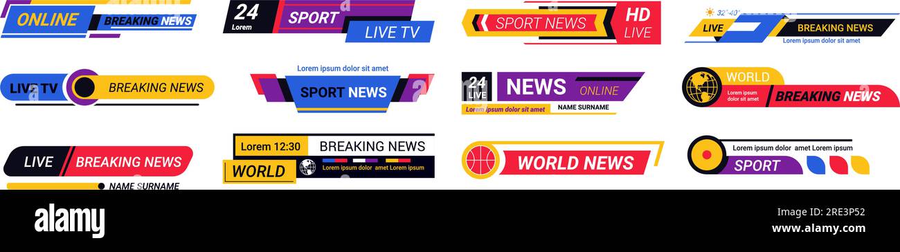 Sports events summary, breaking news banner with sample text and ...