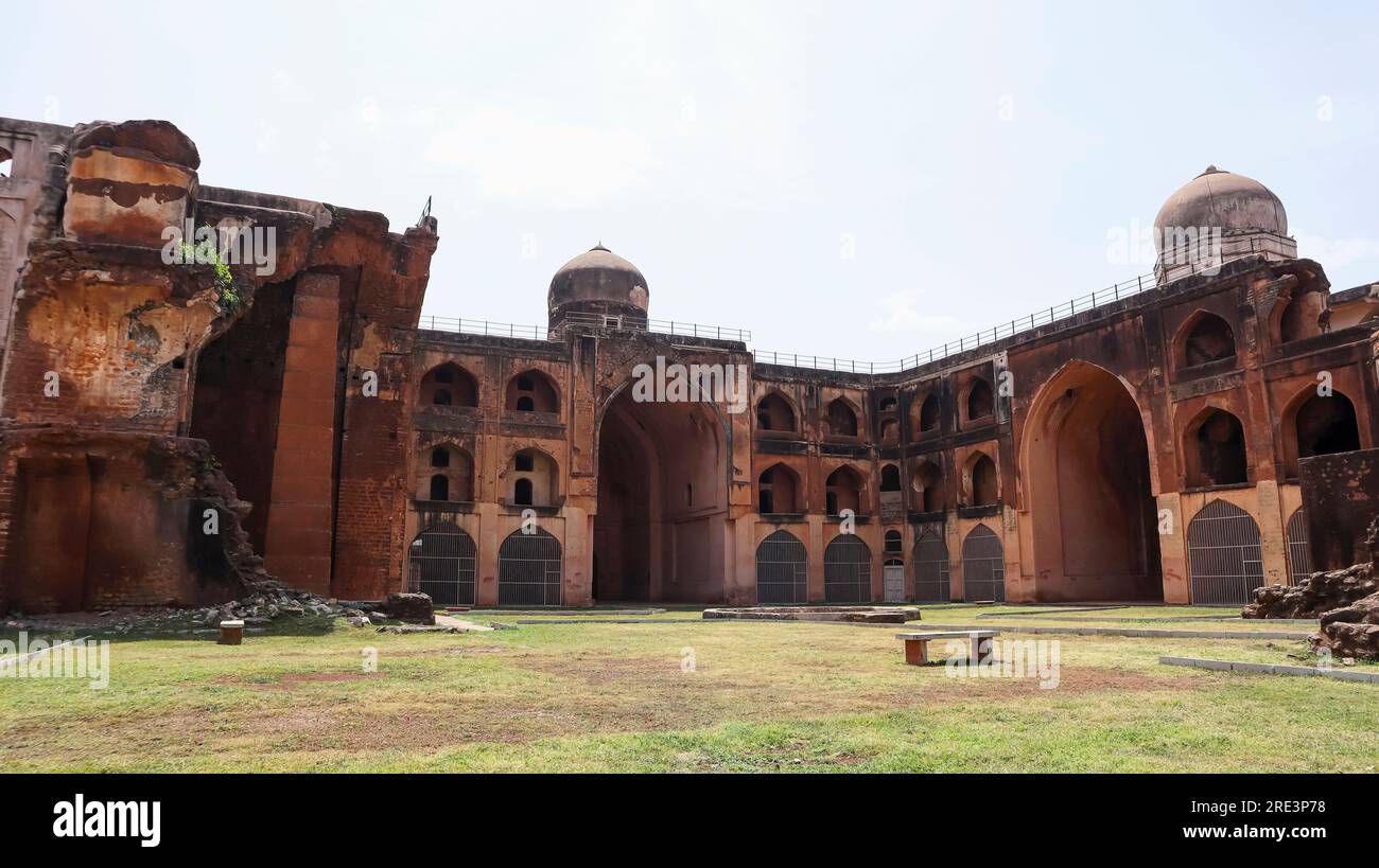 View of Madrasa ruins of Mahmud Gawan. Built by Mahmud Gawan in in 1472 ...