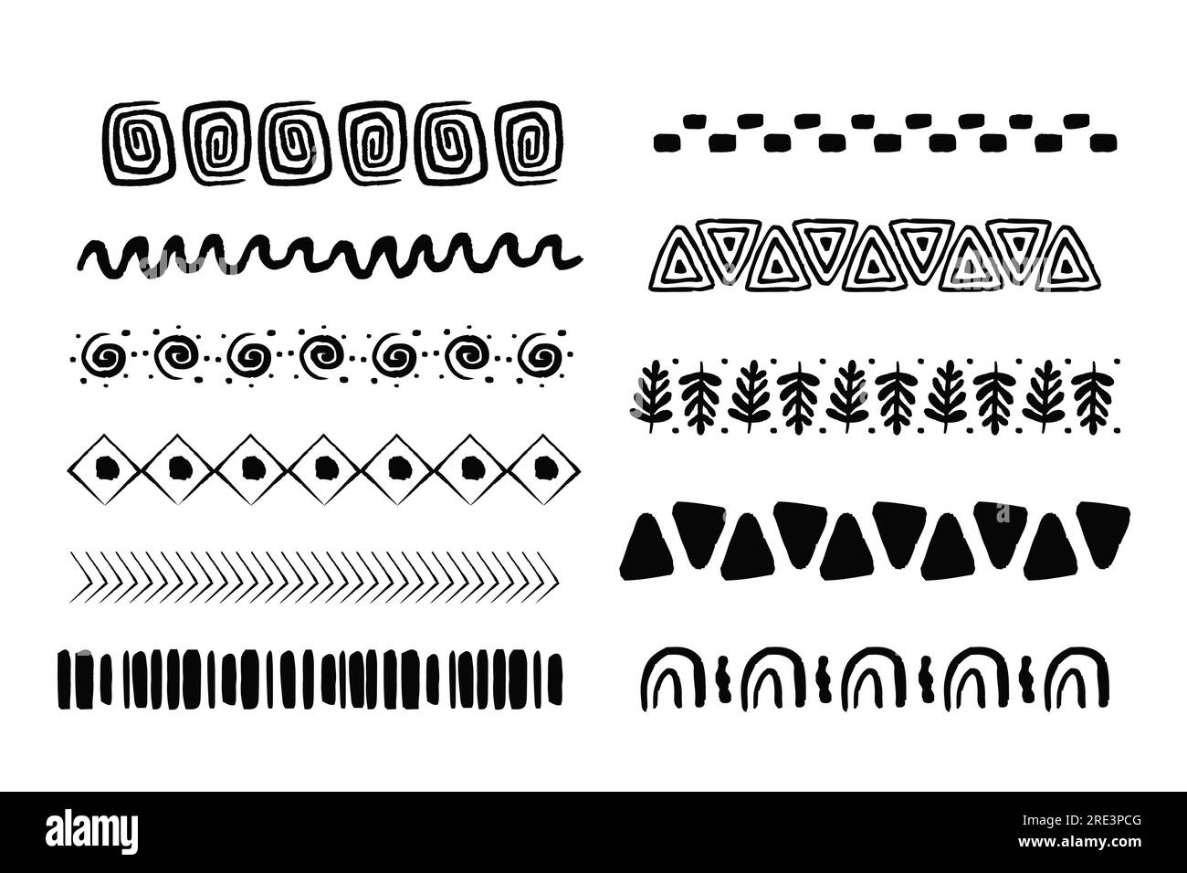 Set african tribal motive border in doodle hand drawn style from ...