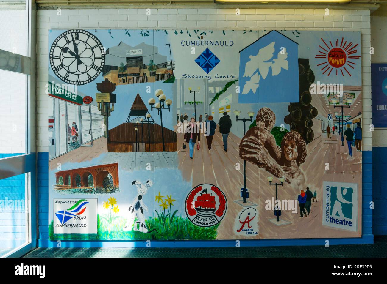 A mural in the interior of The Centre shopping centre at Cumbernauld ...