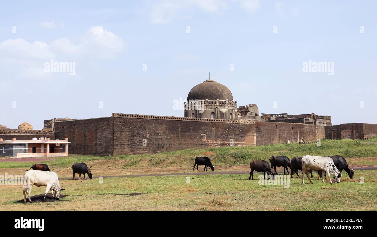 Rear View of Solah Khamba Mosque and Fortress of Bidar Fort, Karnataka ...