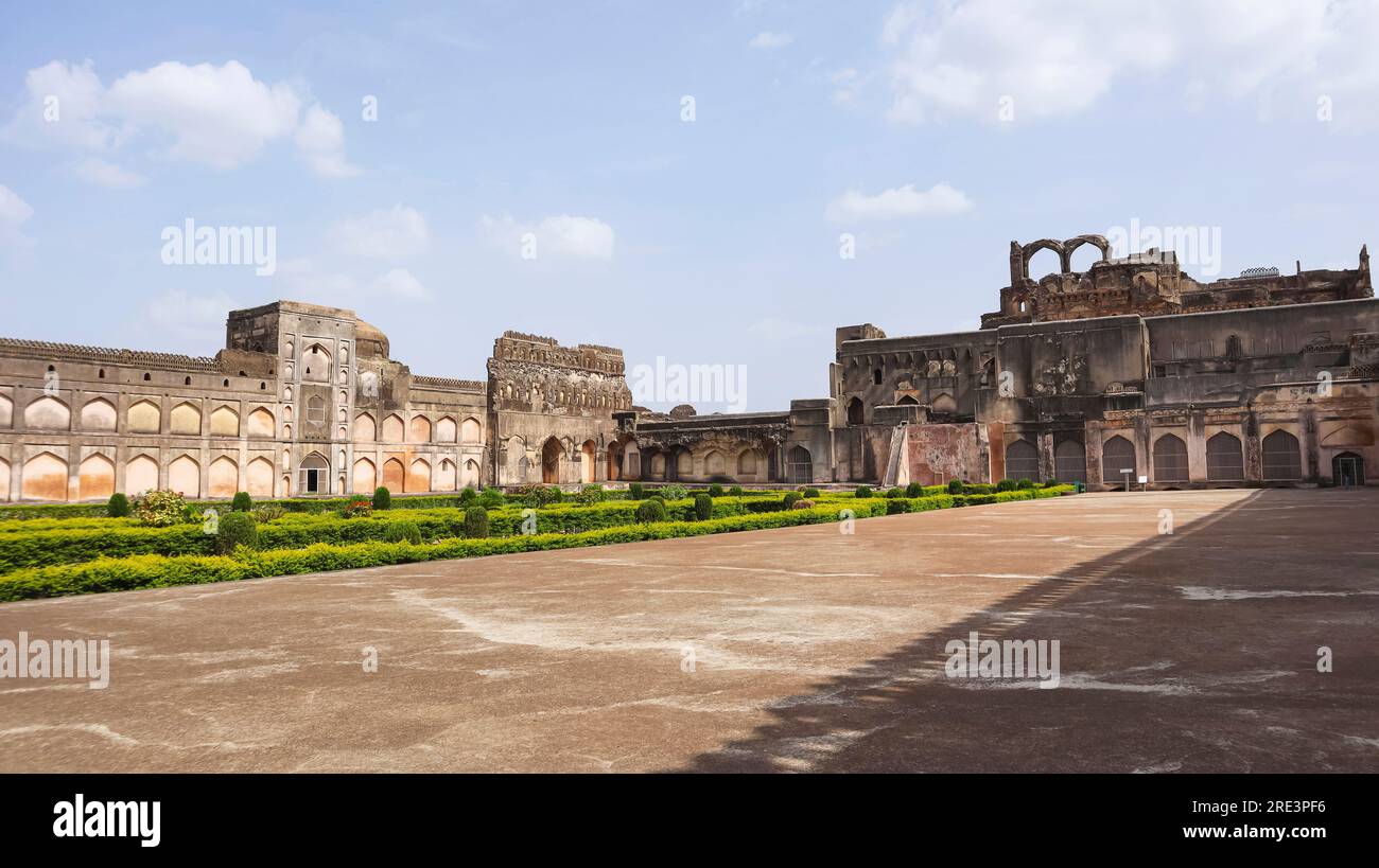 Inside View of Solah Khamba Mosque Campus, Bidar Fort, Karnataka, India ...