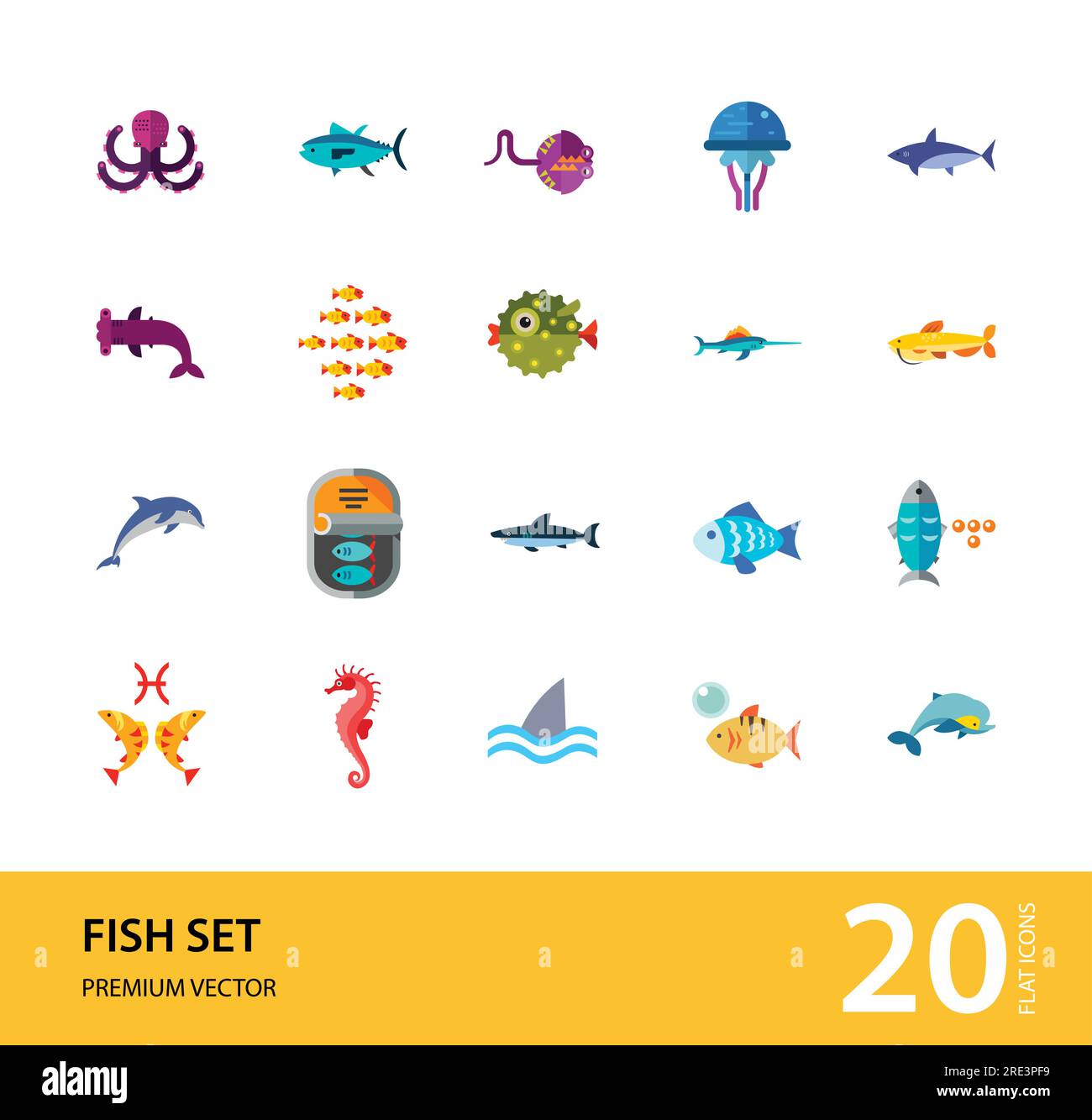 Fish Icon Set Stock Vector Image & Art - Alamy