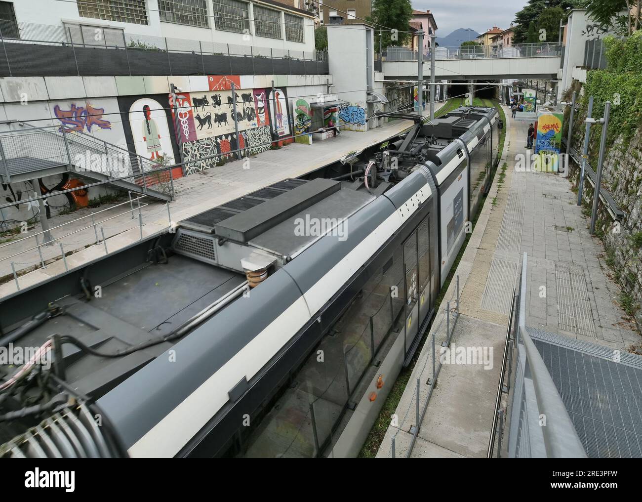 The TEB, a fast tram line that runs along the Seriana valley (BG ...