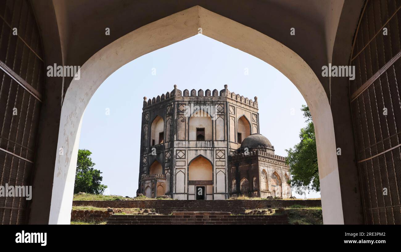 INDIA, KARNATAKA, BIDAR, June 2023, Tourist at Chaukhandi, the Tomb of ...