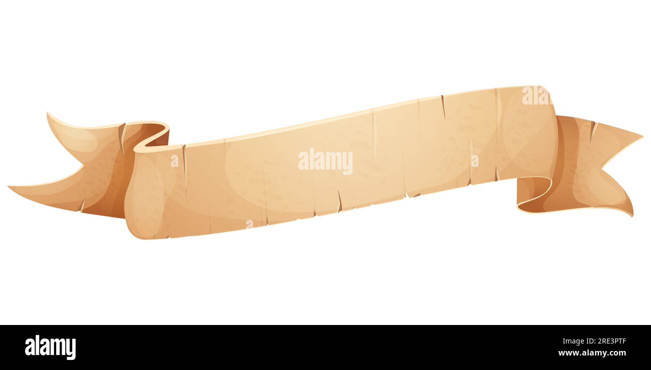 Parchment paper scroll ribbon, old vintage banner game ui element in ...