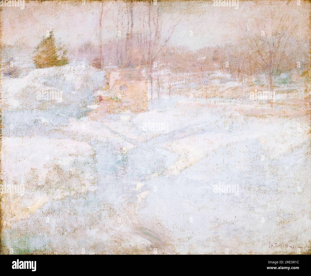 John Henry Twachtman, Winter, landscape painting in oil on canvas ...