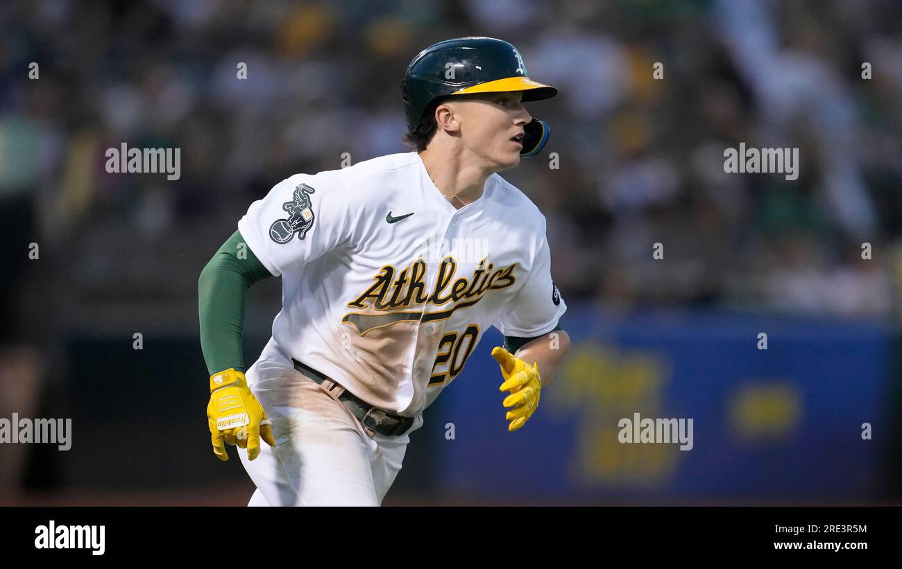 Oakland Athletics' Zack Gelof after hitting a home run during a ...