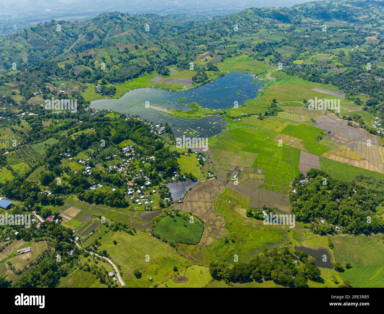 Beautiful landscape with agricultural fields around the Lake Seloton ...