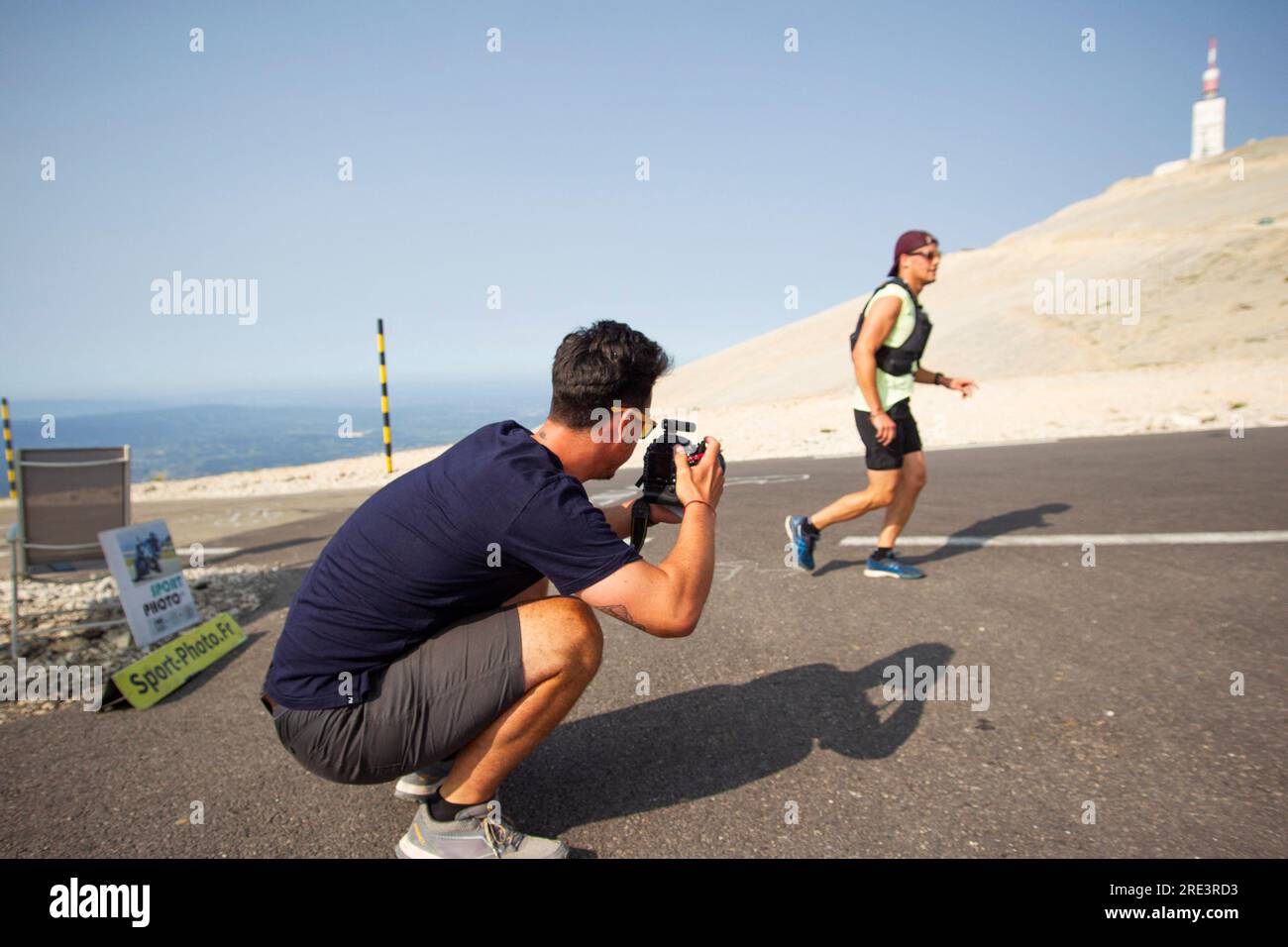 Mont Ventoux, France. 22nd July, 2023. A photographer takes a photo of ...