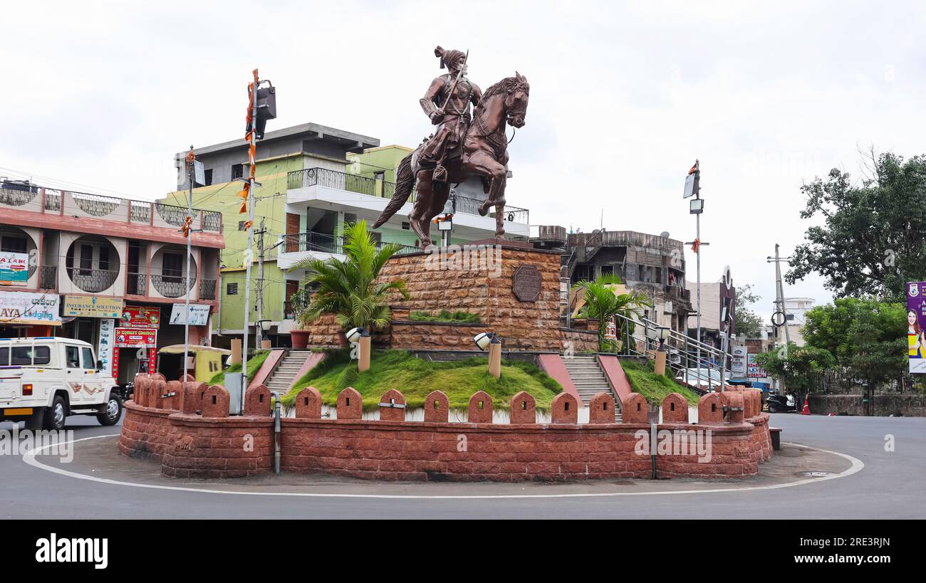 Statue of Chatrapati Shivaji Maharaj on the Circle of Vijayapur ...
