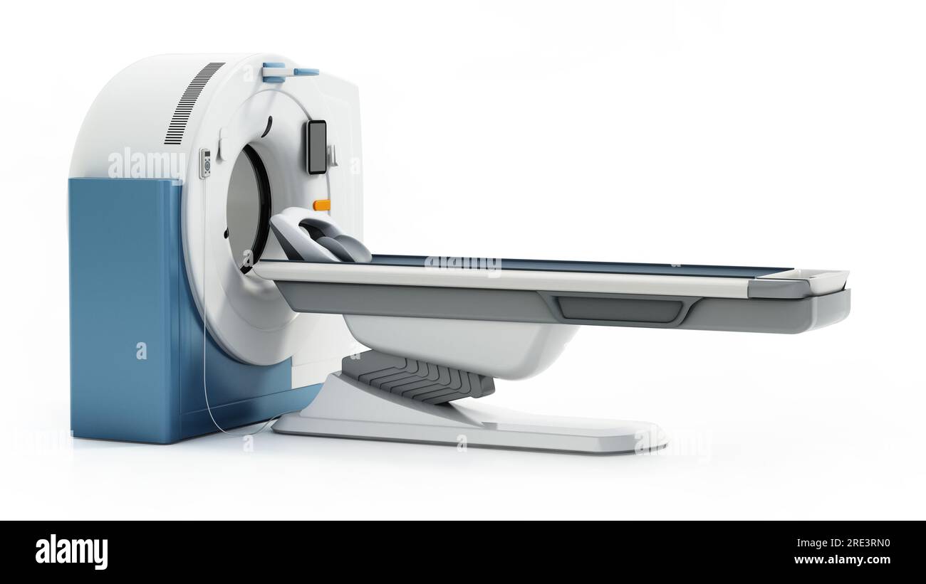 Generic, brandless MRI scanner isolated on white background. 3D ...