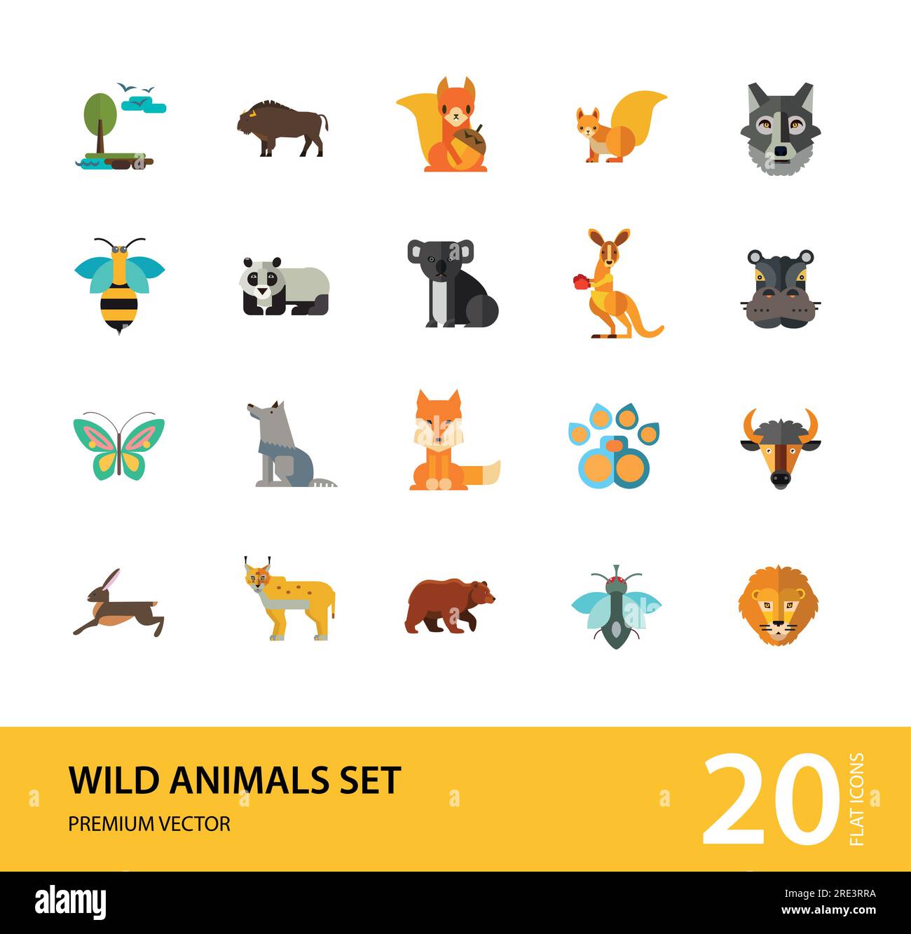 Wild Animals Icon Set Stock Vector Image & Art - Alamy